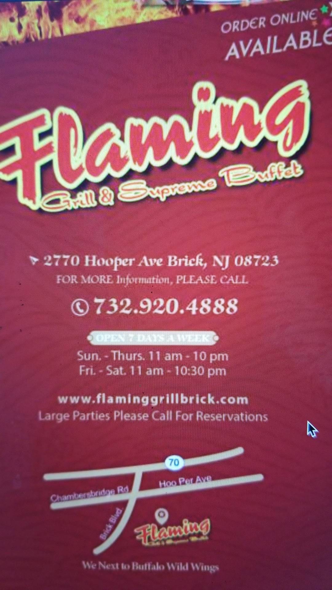 Menu at Flaming Grill & Supreme Buffet restaurant, Brick