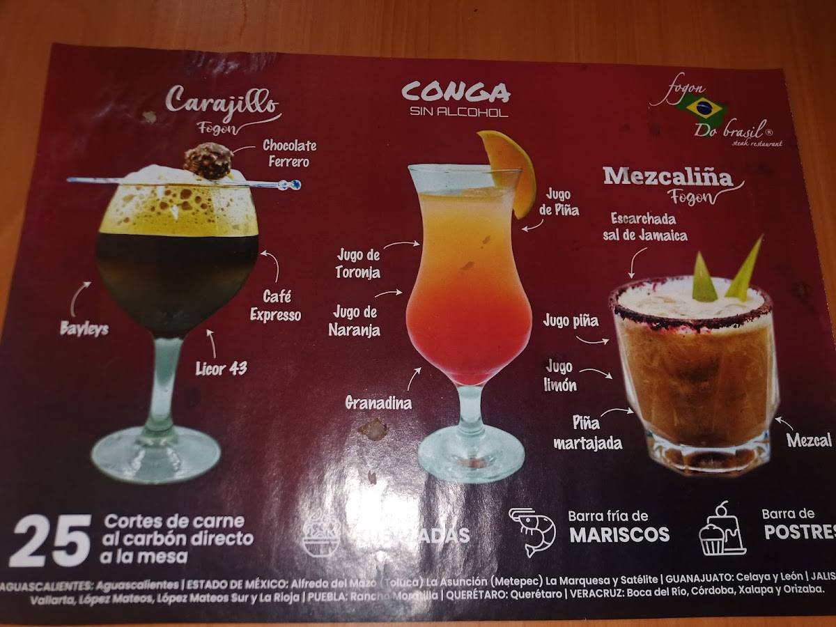 Carta del restaurante Fogon do Brasil, Celaya, Eje Libramiento Nororiente