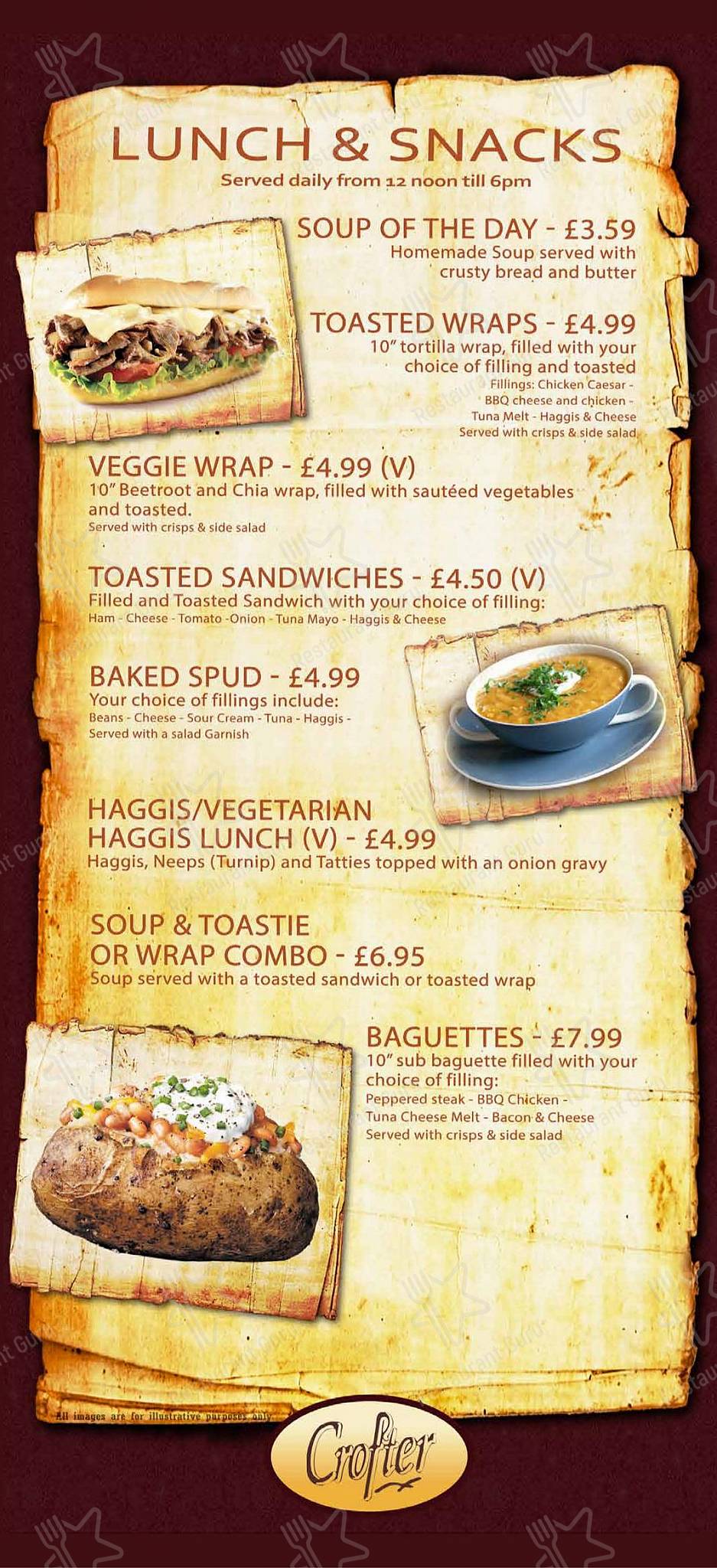 Menu at The Crofter Bar and Restaurant, Fort William