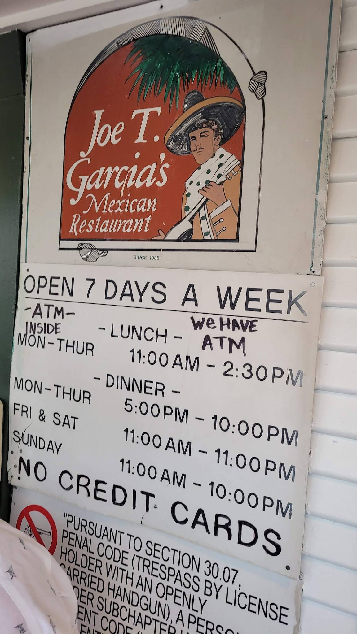 Menu at Joe T. Garcia's restaurant, Fort Worth