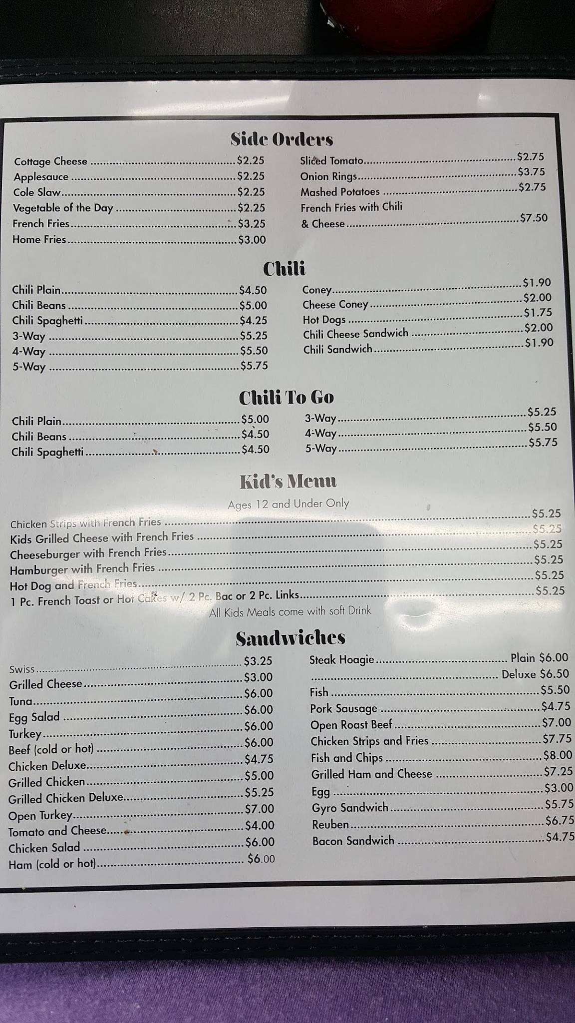 Menu at Fort Wright Family Restaurant, Fort Wright