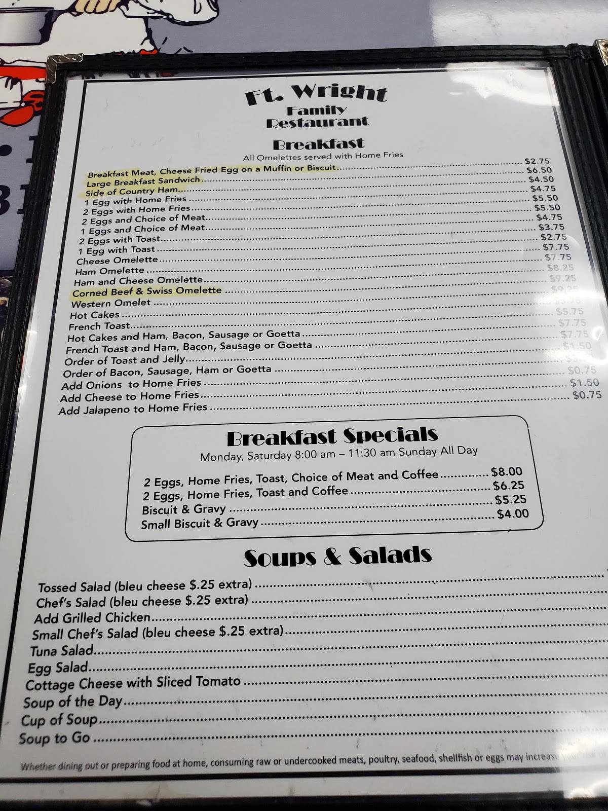 Menu at Fort Wright Family Restaurant, Fort Wright