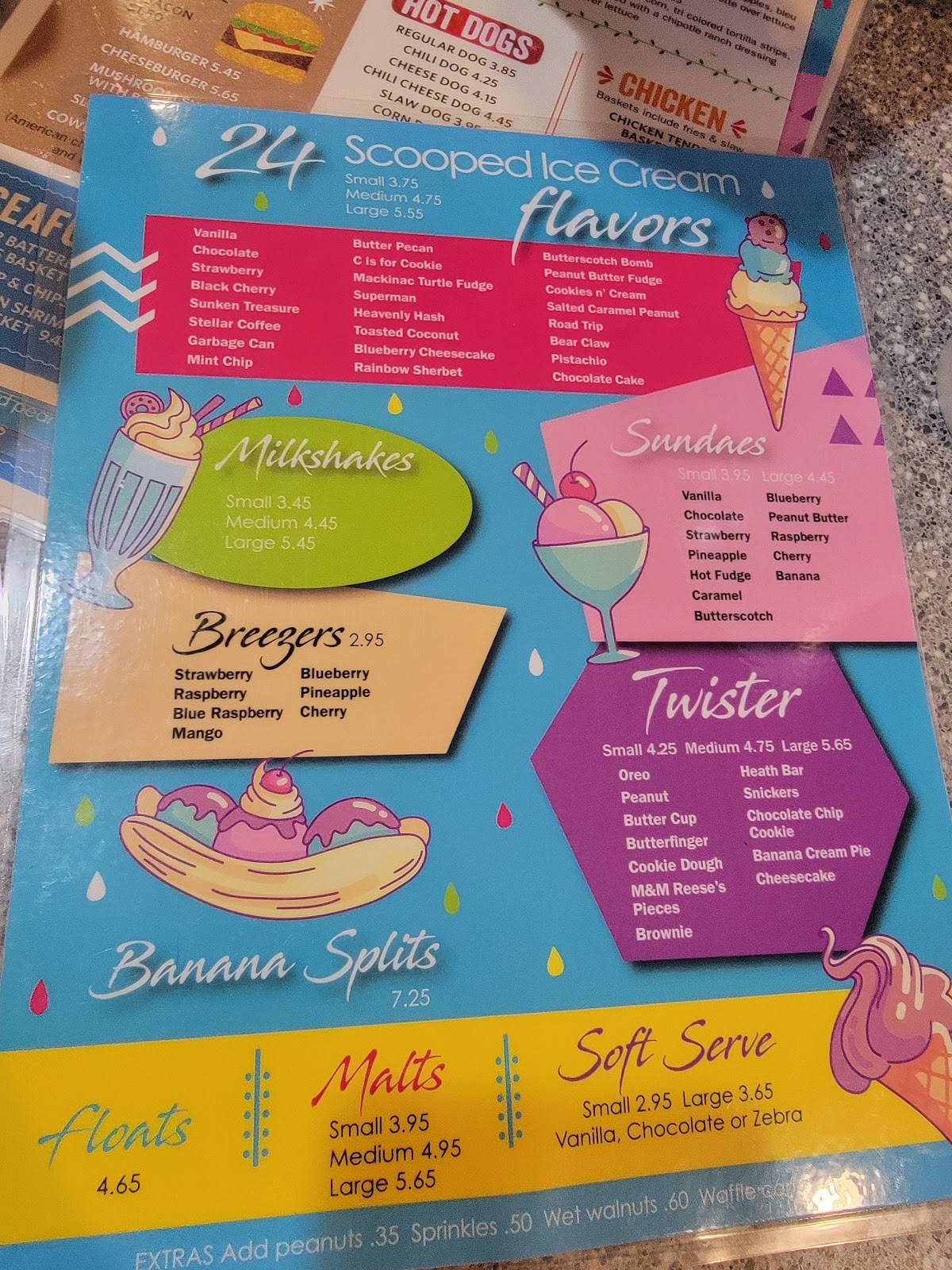 Menu at Frostbite Ice Cream & More restaurant, Frostproof