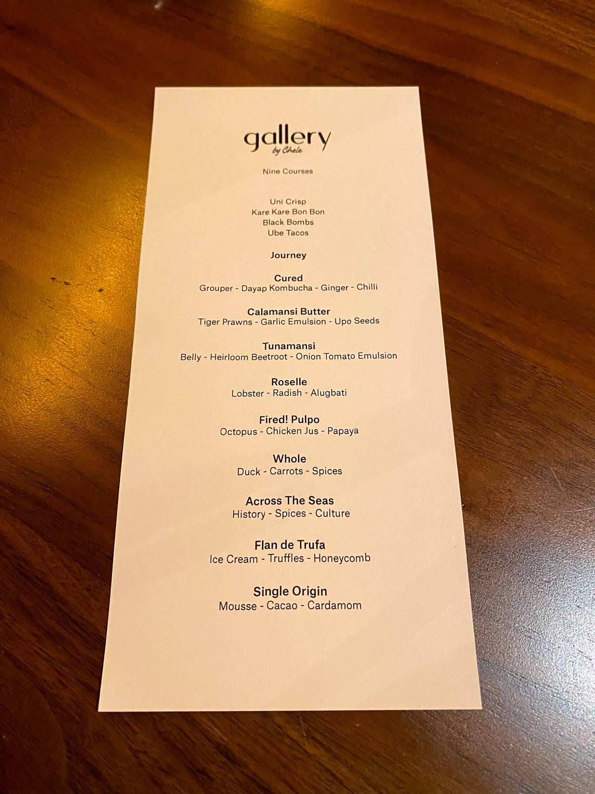 Menu at Gallery By Chele restaurant, Taguig