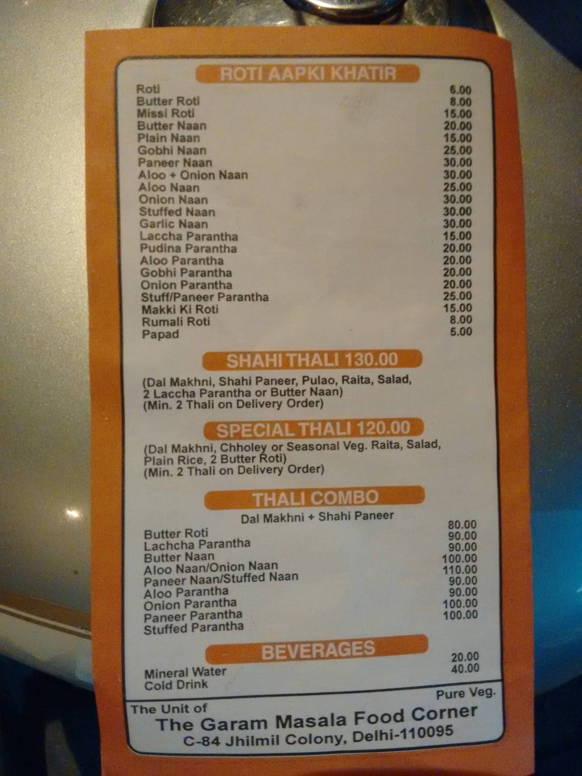 Menu at Garam Masala - Indian and Chinese, Delhi, 40