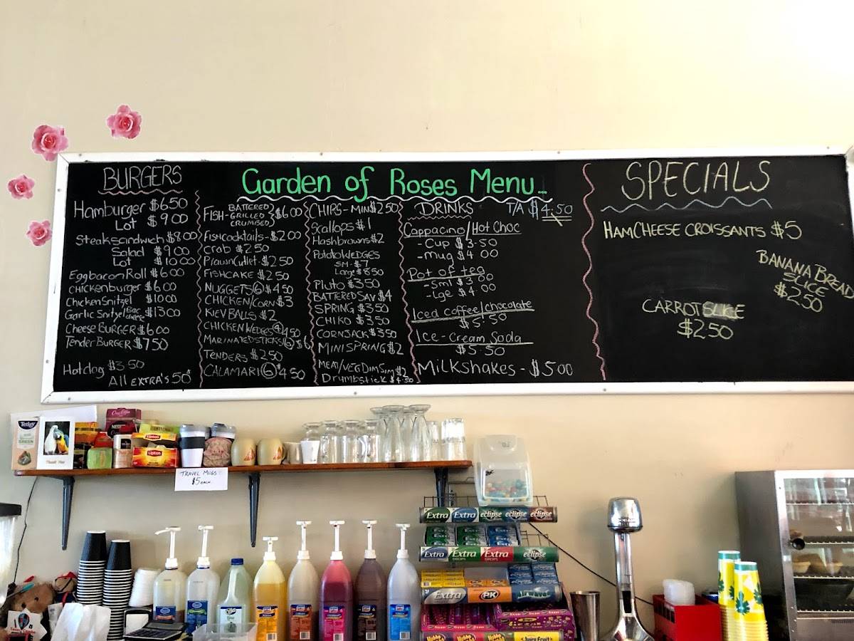 Menu at Garden of Roses Cafe, Canowindra