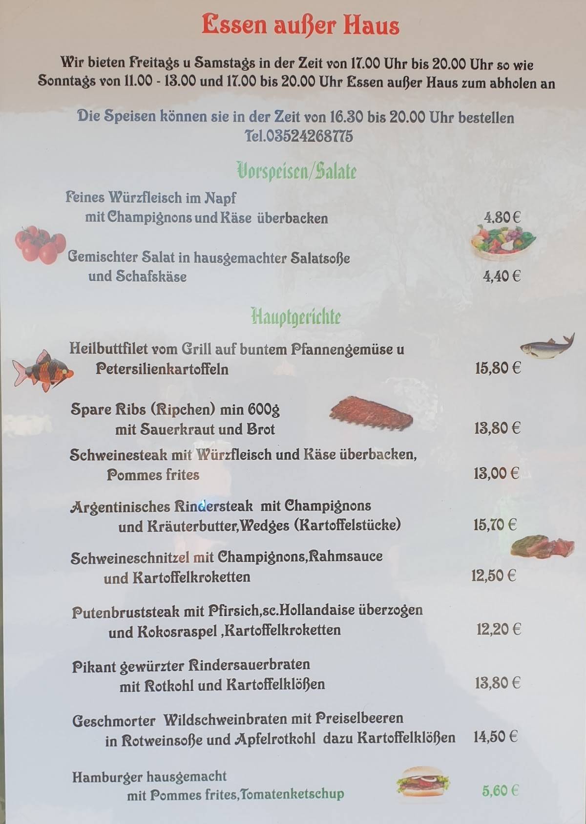 Speisekarte von Gaststätte Zum heißen Stein restaurant, Nossen
