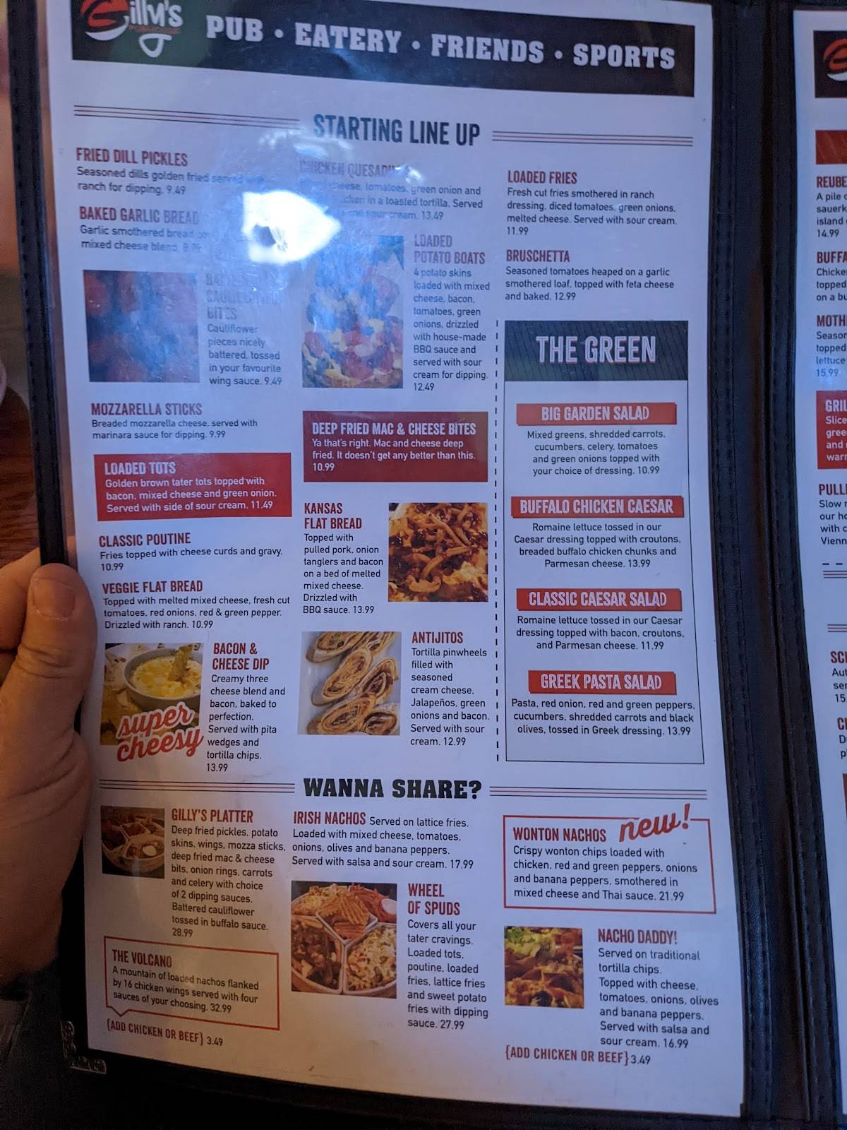 Menu at Gilly's Pubhouse Stratford, Stratford