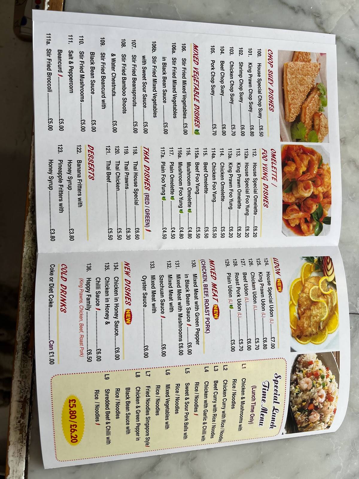 Menu at Golden Palace fast food, Dorking