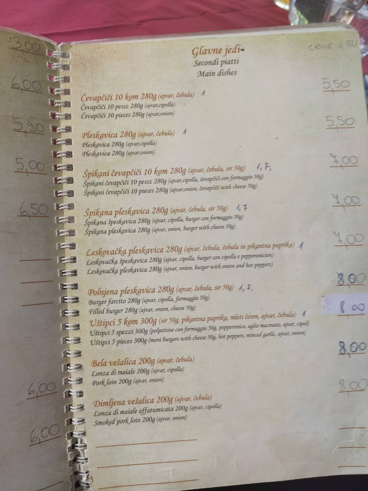 Menu da Gostilna Dermota grill ristorante, Descla