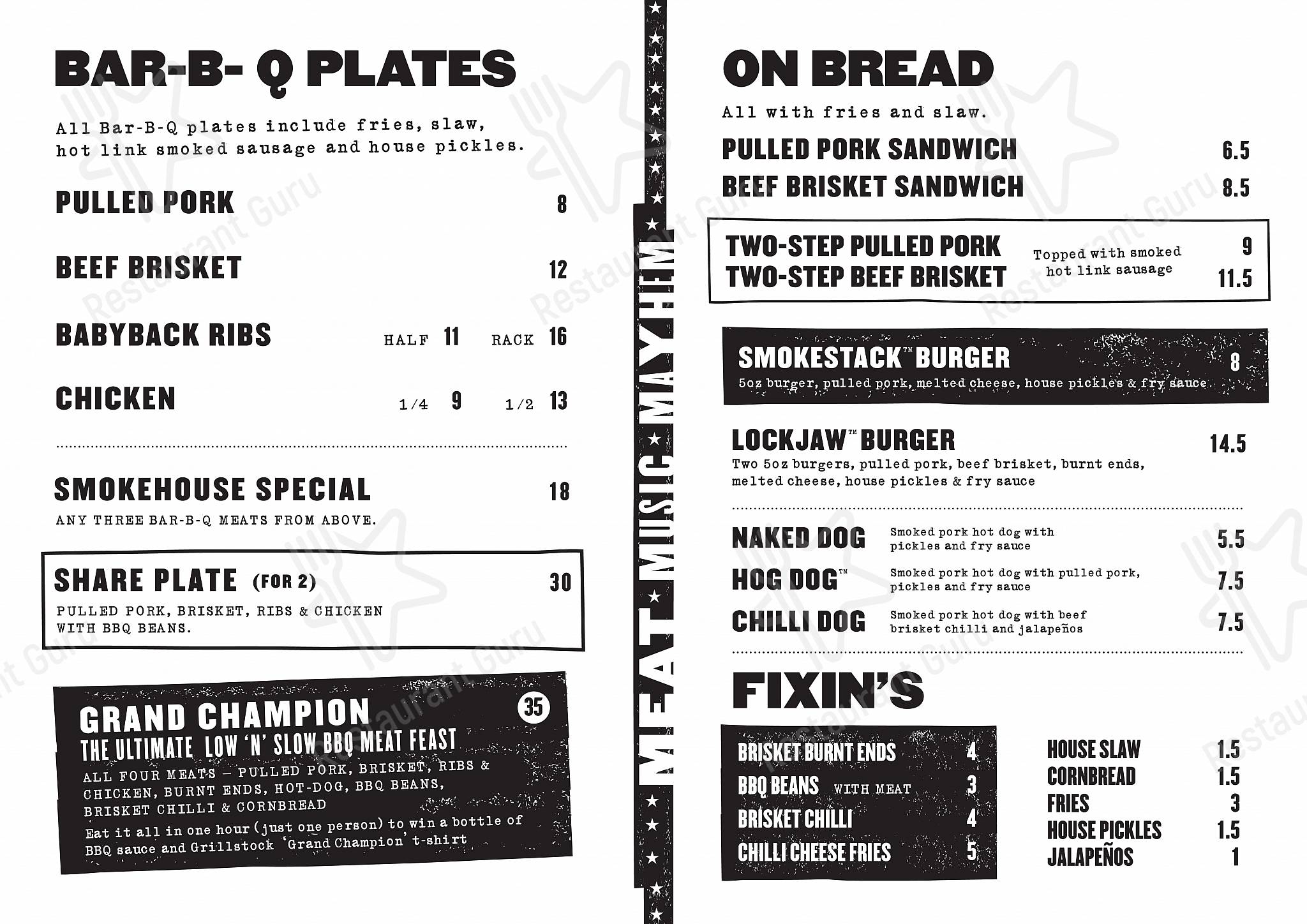 Menu at GrillStock BBQ, Bristol, 41 Triangle W