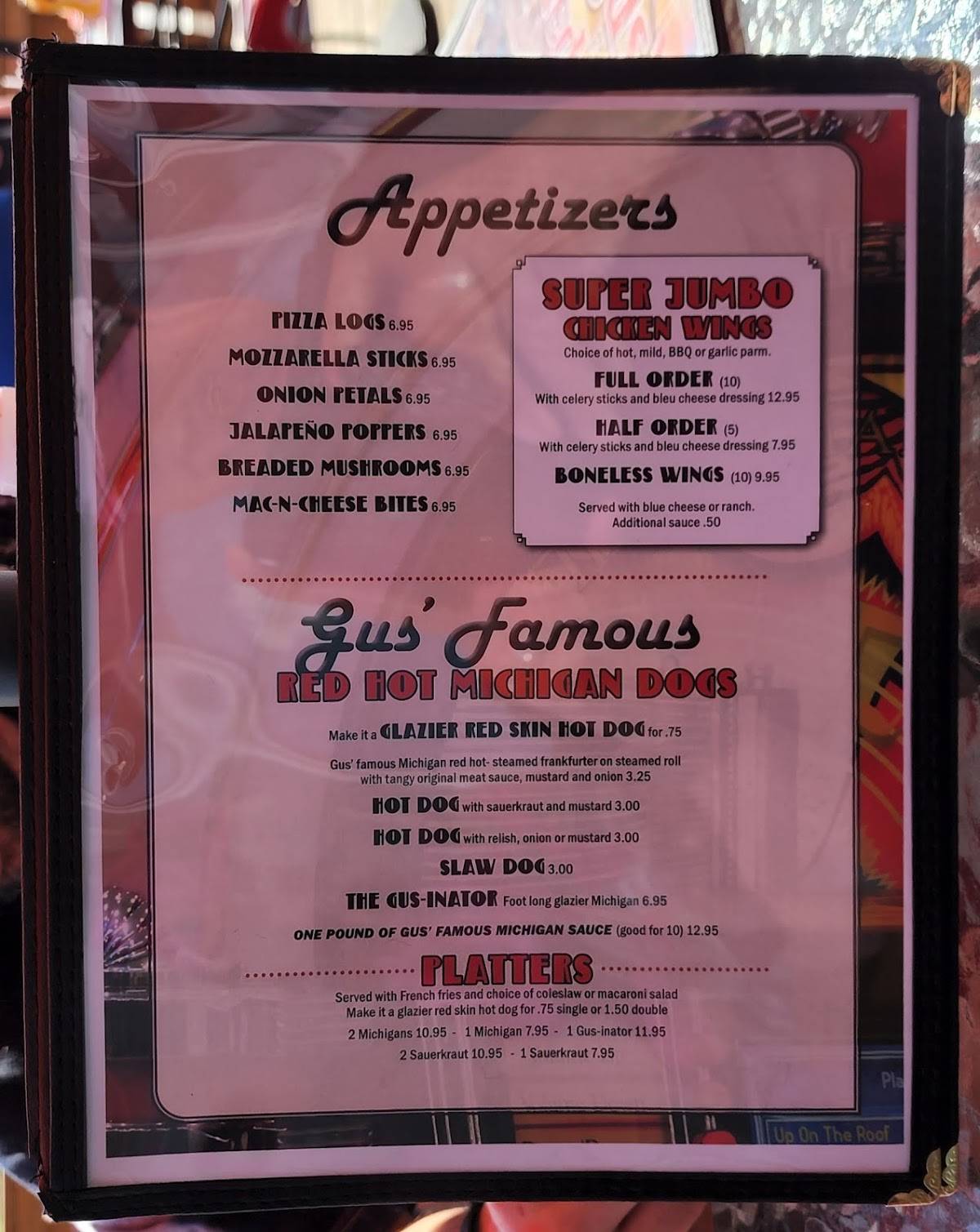 Menu at Gus' Red Hots restaurant, Plattsburgh