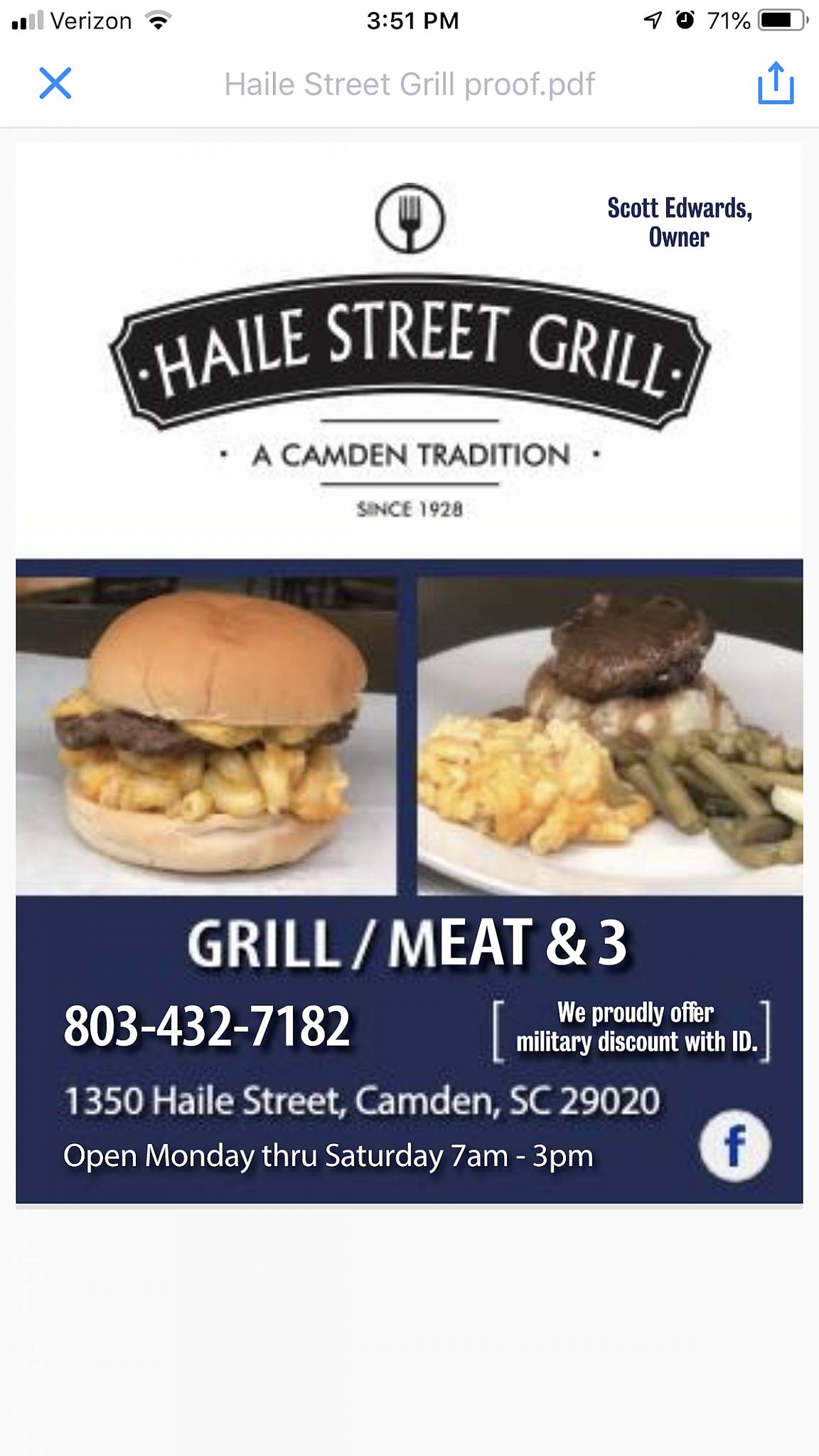 Menu at Haile Street Grill cafe, Camden