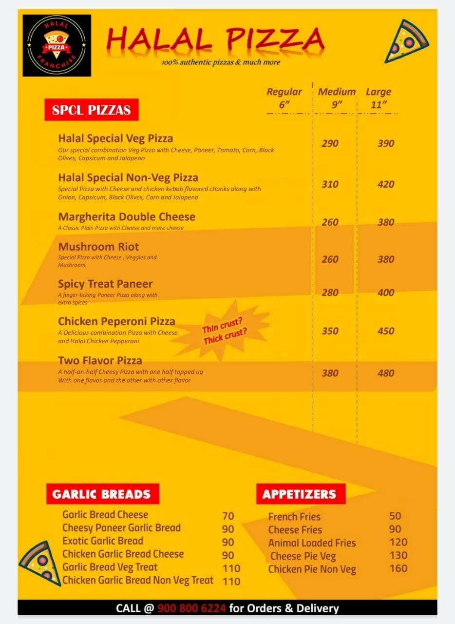 Menu at Halal Pizza R.T Nagar, Bengaluru