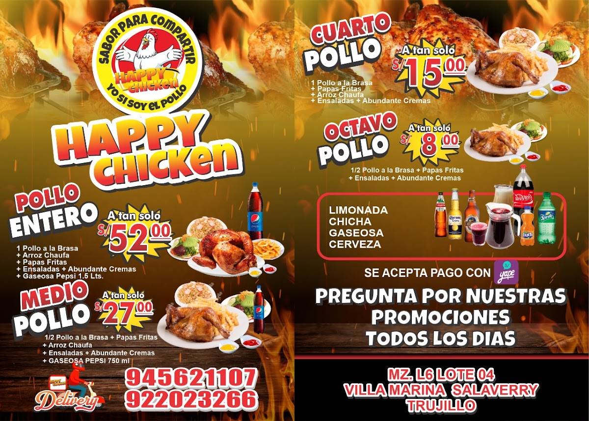 Carta del restaurante Happy chicken, Salaverry