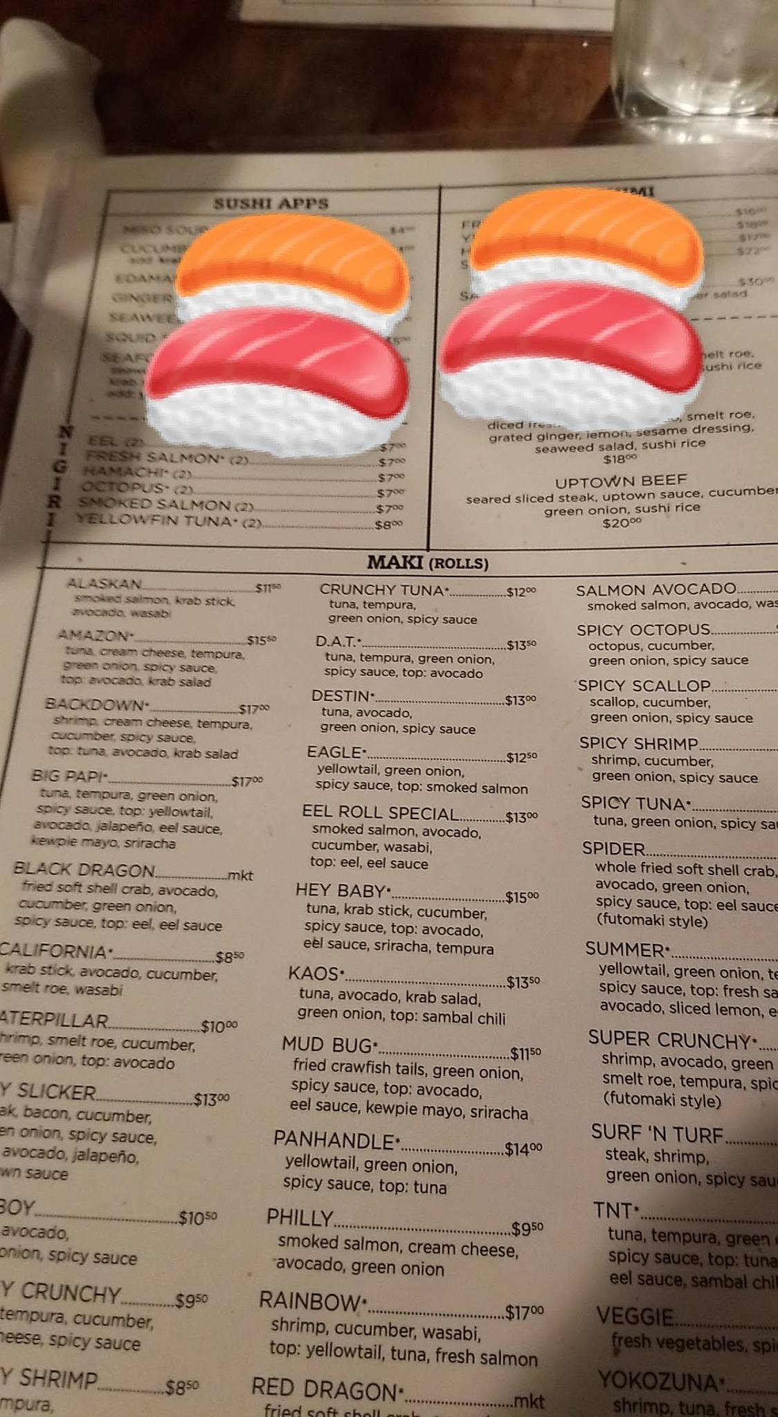 Menu at Harbor Docks restaurant, Destin, 538 Harbor Blvd