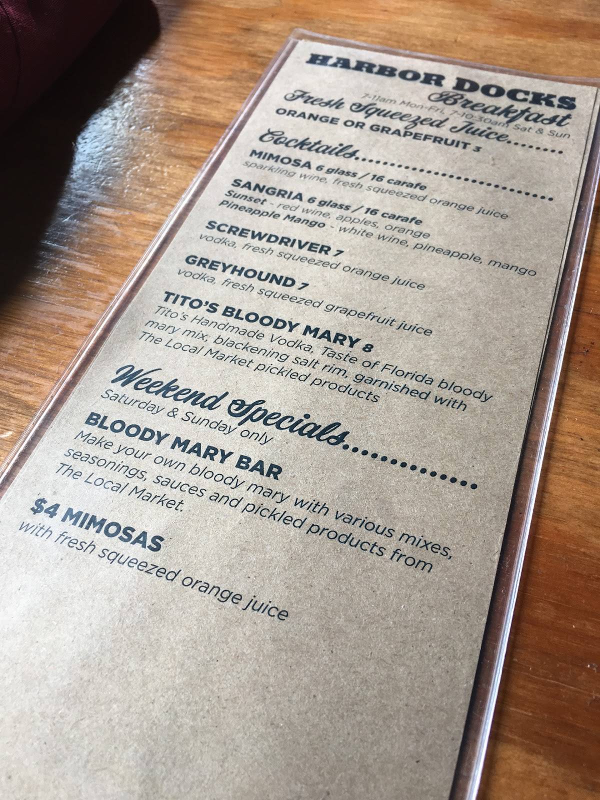 Menu at Harbor Docks restaurant, Destin, 538 Harbor Blvd