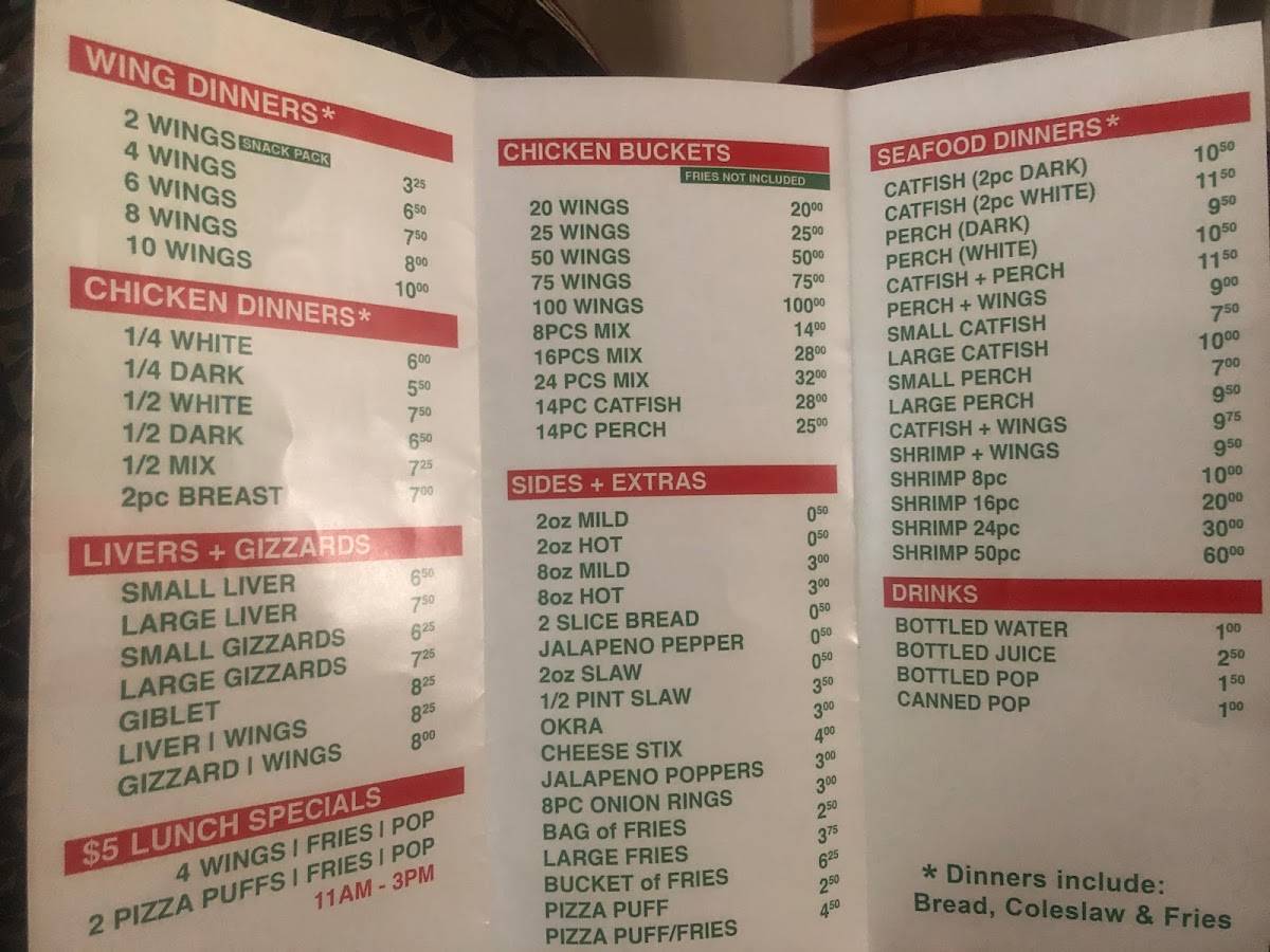 Menu at Harold's Chicken restaurant, Phoenix