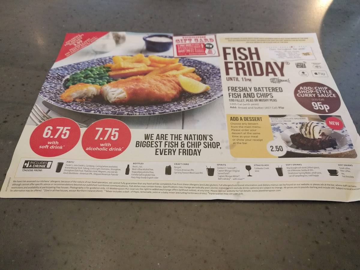 Menu at Harpsfield Hall - JD Wetherspoon pub & bar, Hatfield, 13a ...