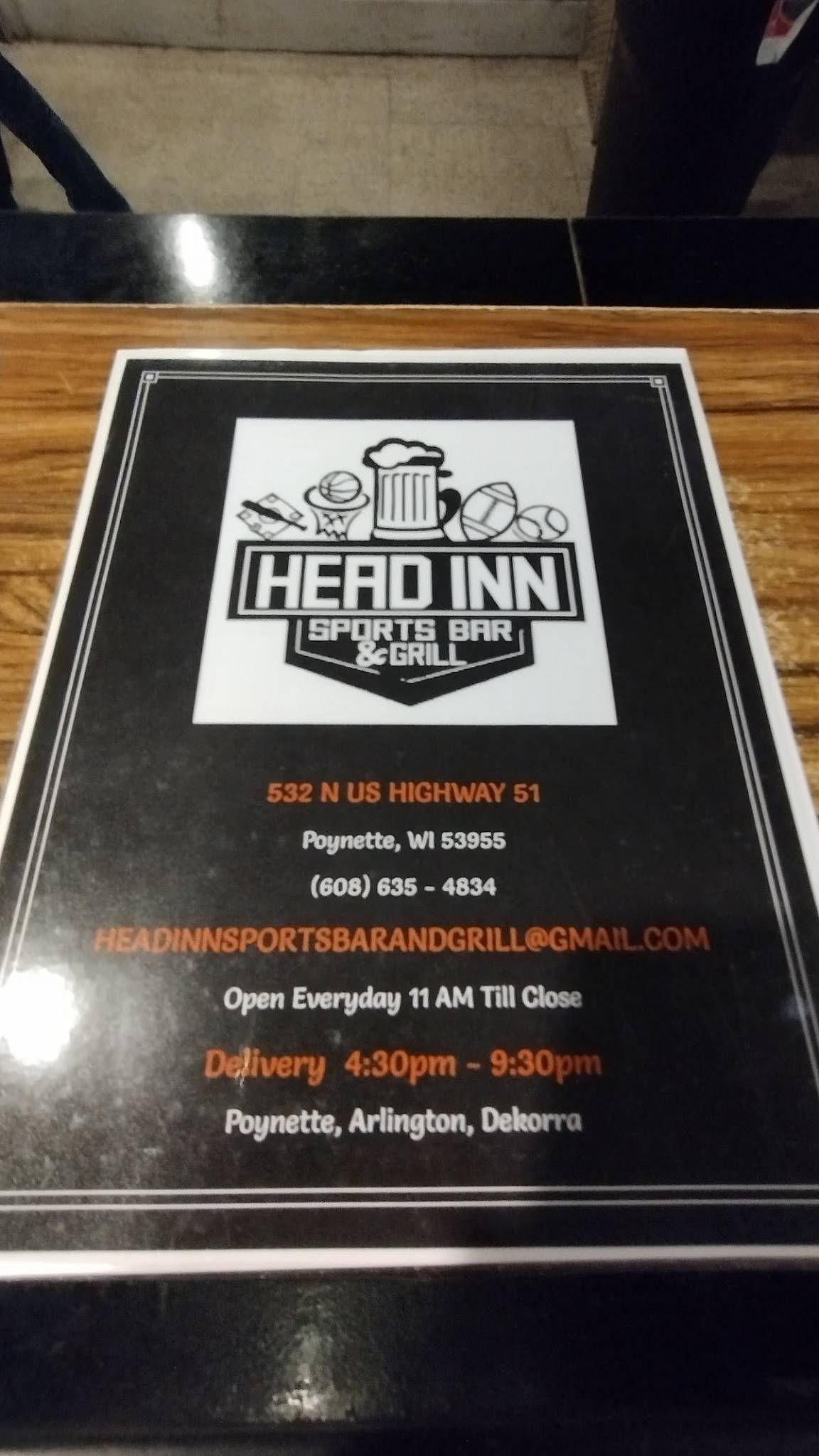 Menu at Head Inn Sports Bar & Grill, Poynette