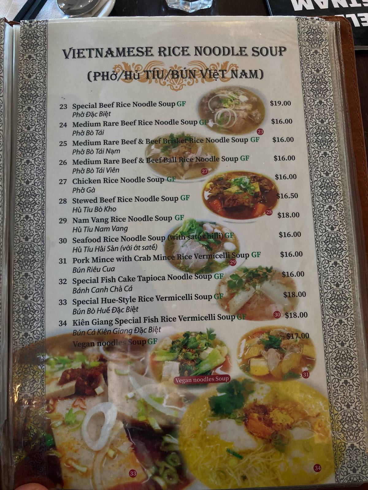 Menu at Hello Vietnam Restaurant, Christchurch