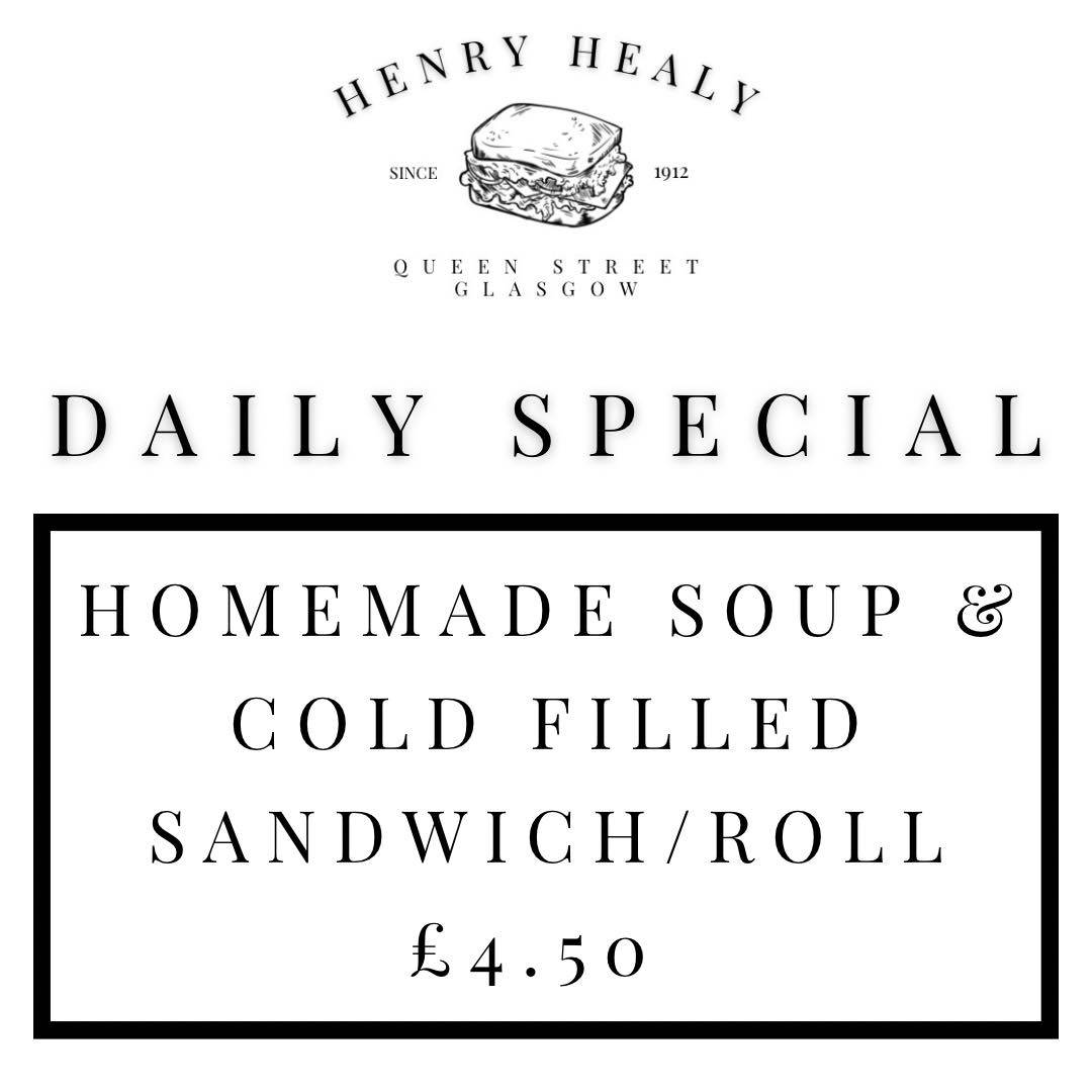 Menu at Henry Healy cafe, Glasgow, 87 Queen St