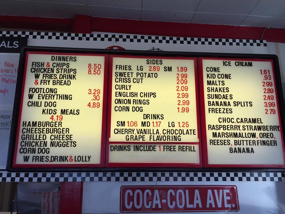 Menu at Hermie's Drive In restaurant, Cedar City