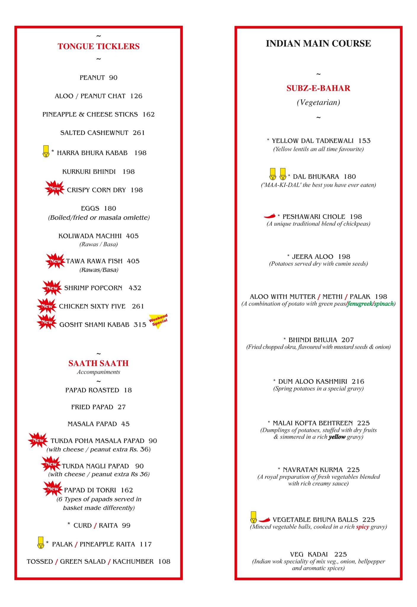 Menu at Hi5 Hotel & Experience, Nashik