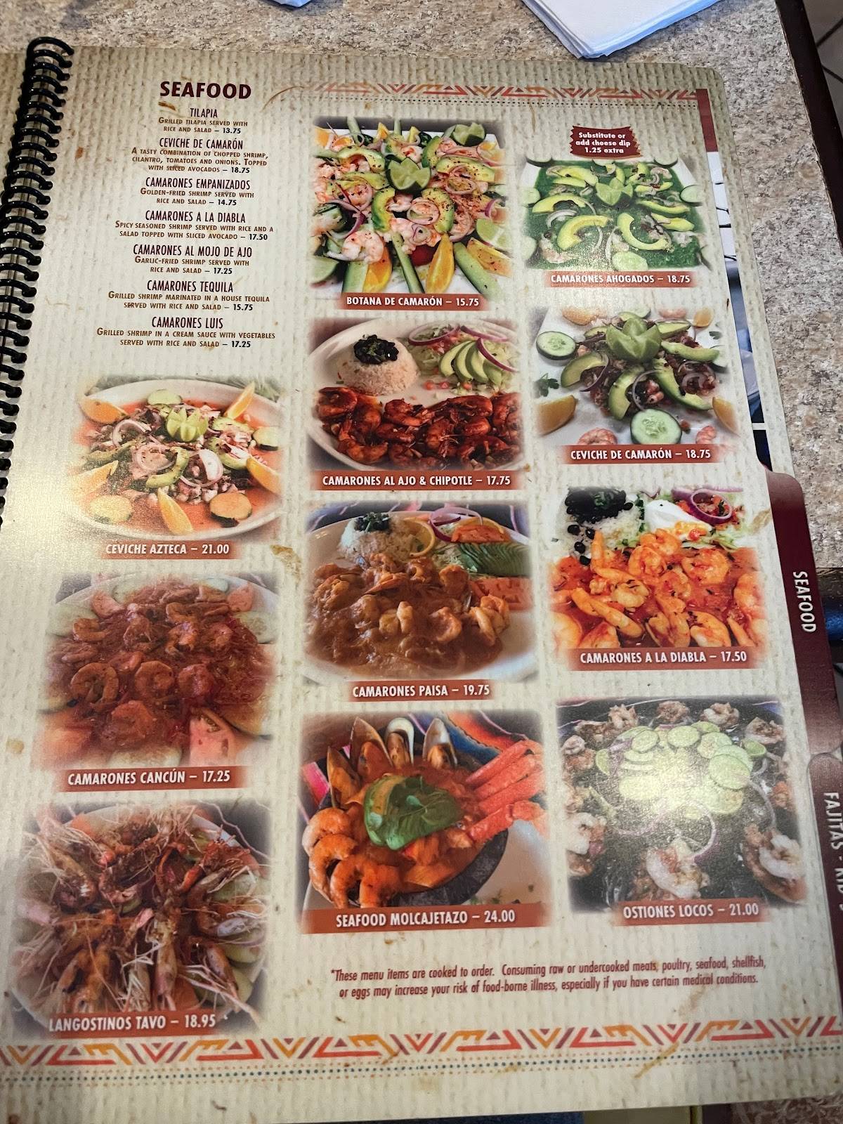 Menu at El Sarape Mexican Restaurant, Hickory
