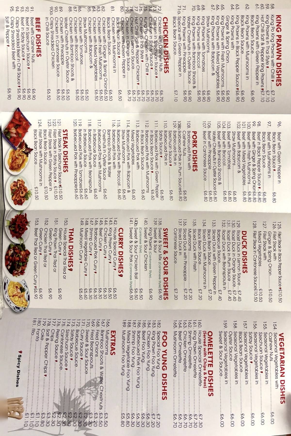 Menu at Hing's Chinese Takeaway fast food, Nantwich