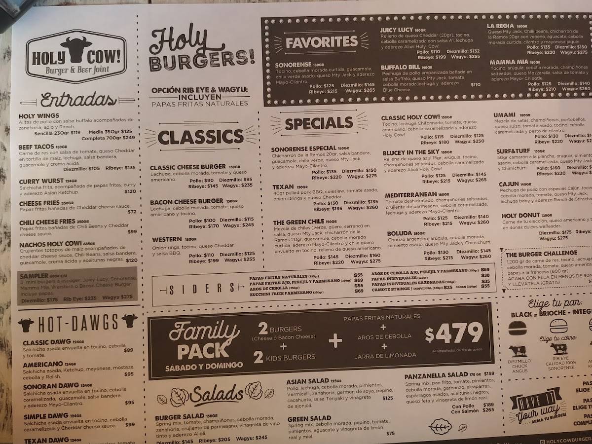 Menu at Holy Cow! Burger & Beer Joint - Linda Vista restaurant ...