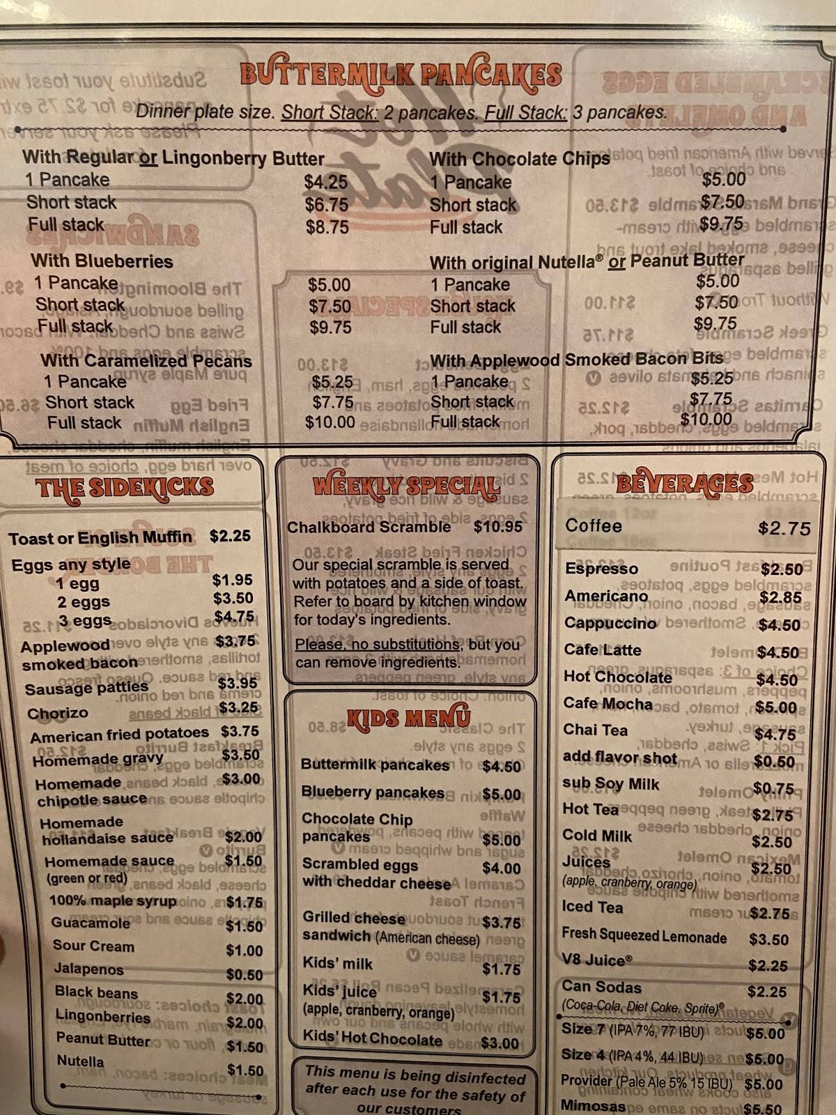 Menu at Hot Plate restaurant, Minneapolis, Bloomington Ave