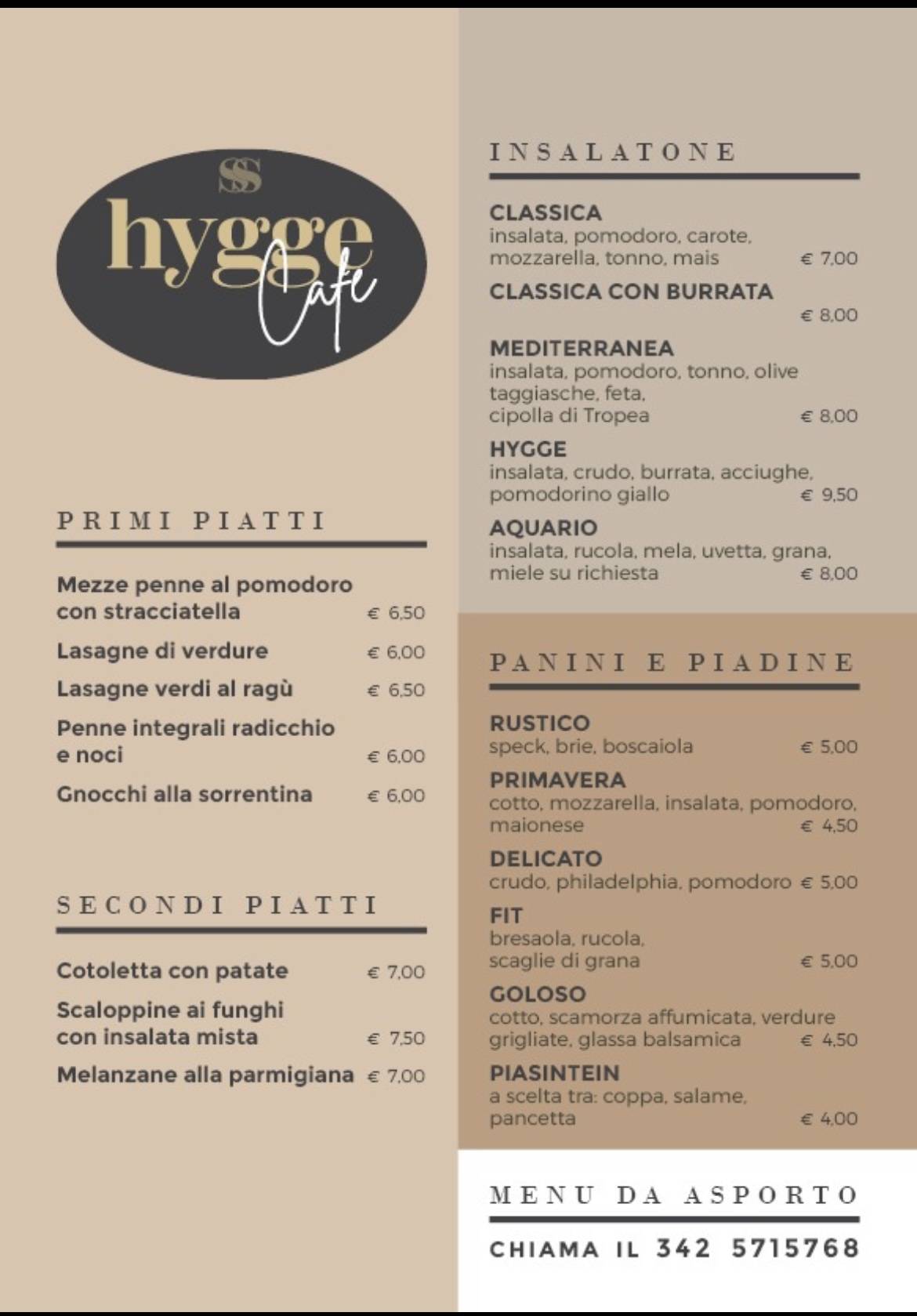 Speisekarte von Hygge Cafè pub & Bar, Piacenza