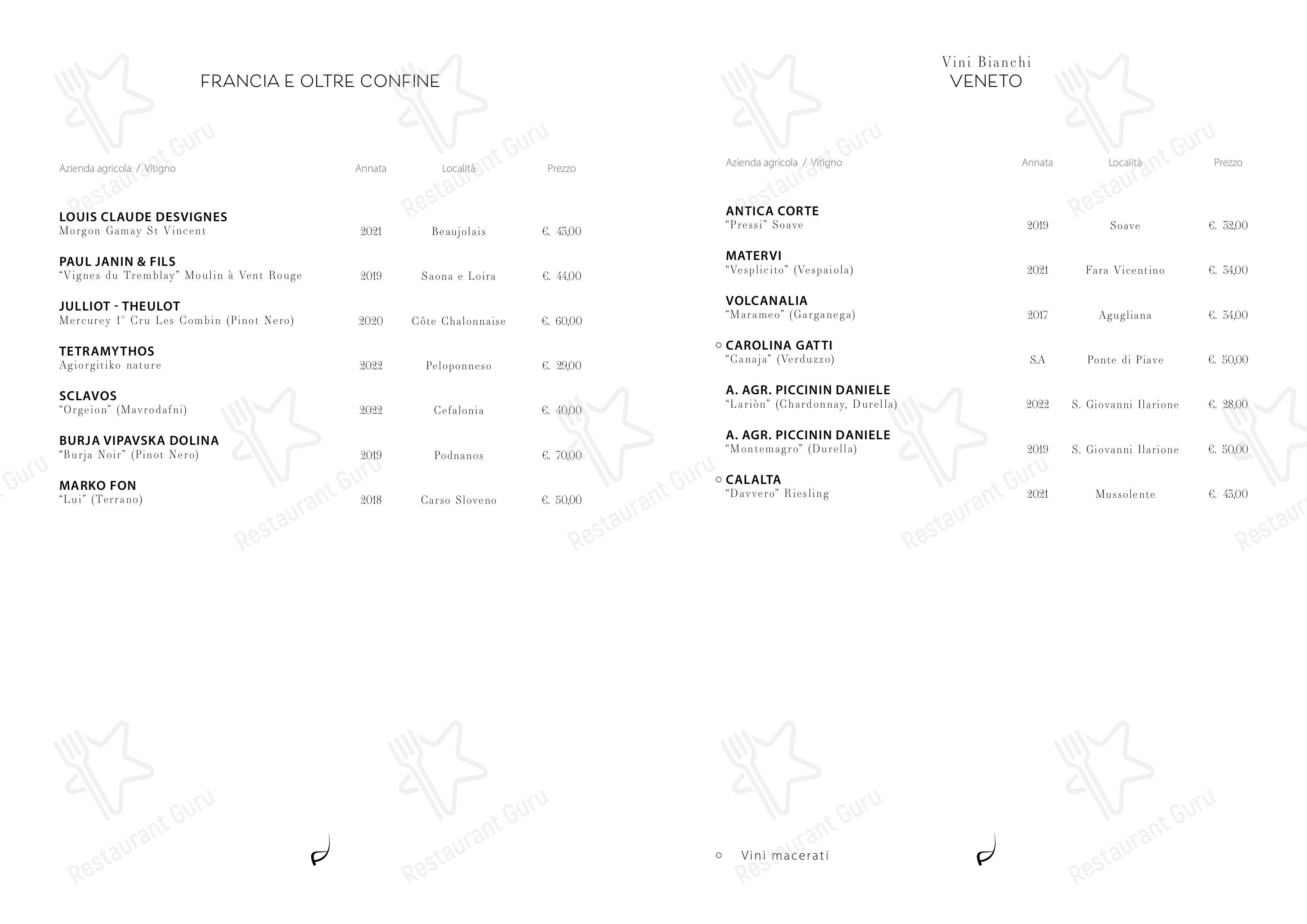 Menu da Il Refettorio ristorante, Venezia
