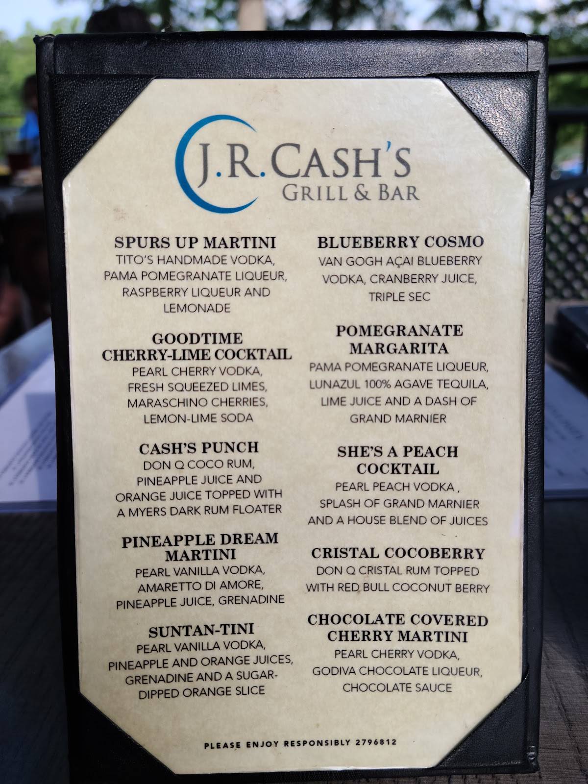 Menu at J.R. Cash's Grill & Bar, Mount Holly
