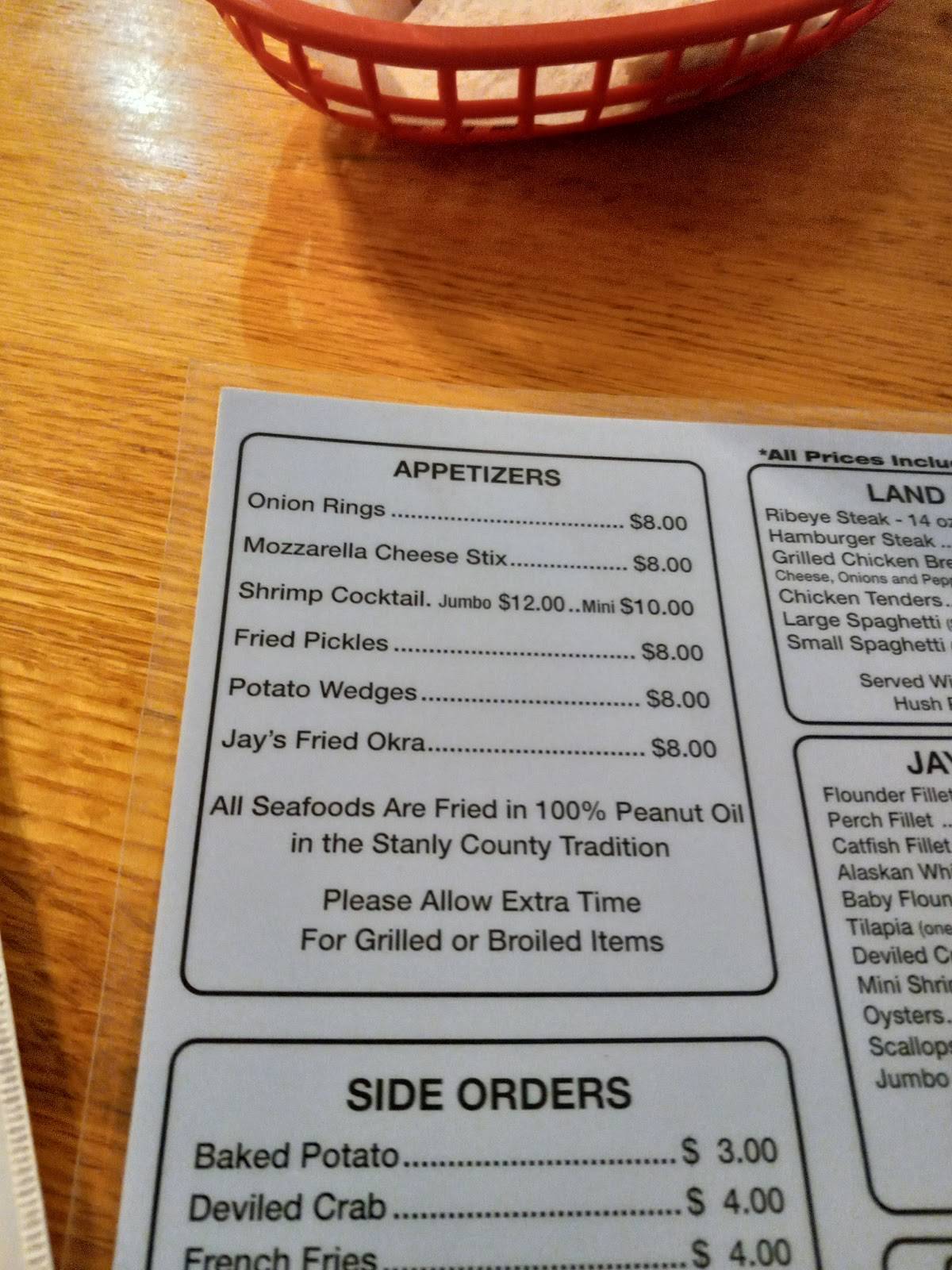 Menu at Jay's Downtowner Restaurant, Albemarle
