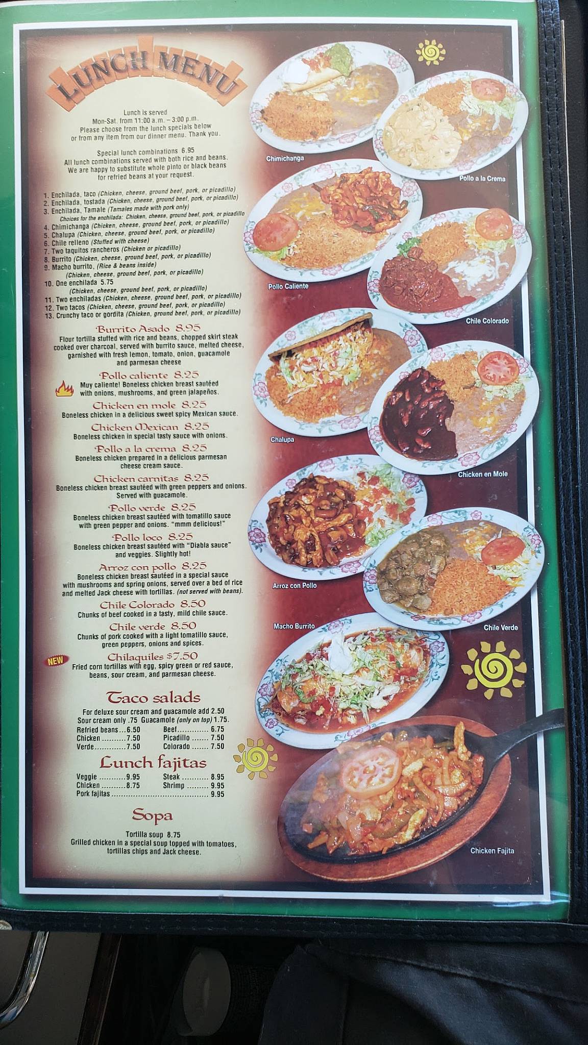 Menu at Guadalajara Grill restaurant, Jefferson