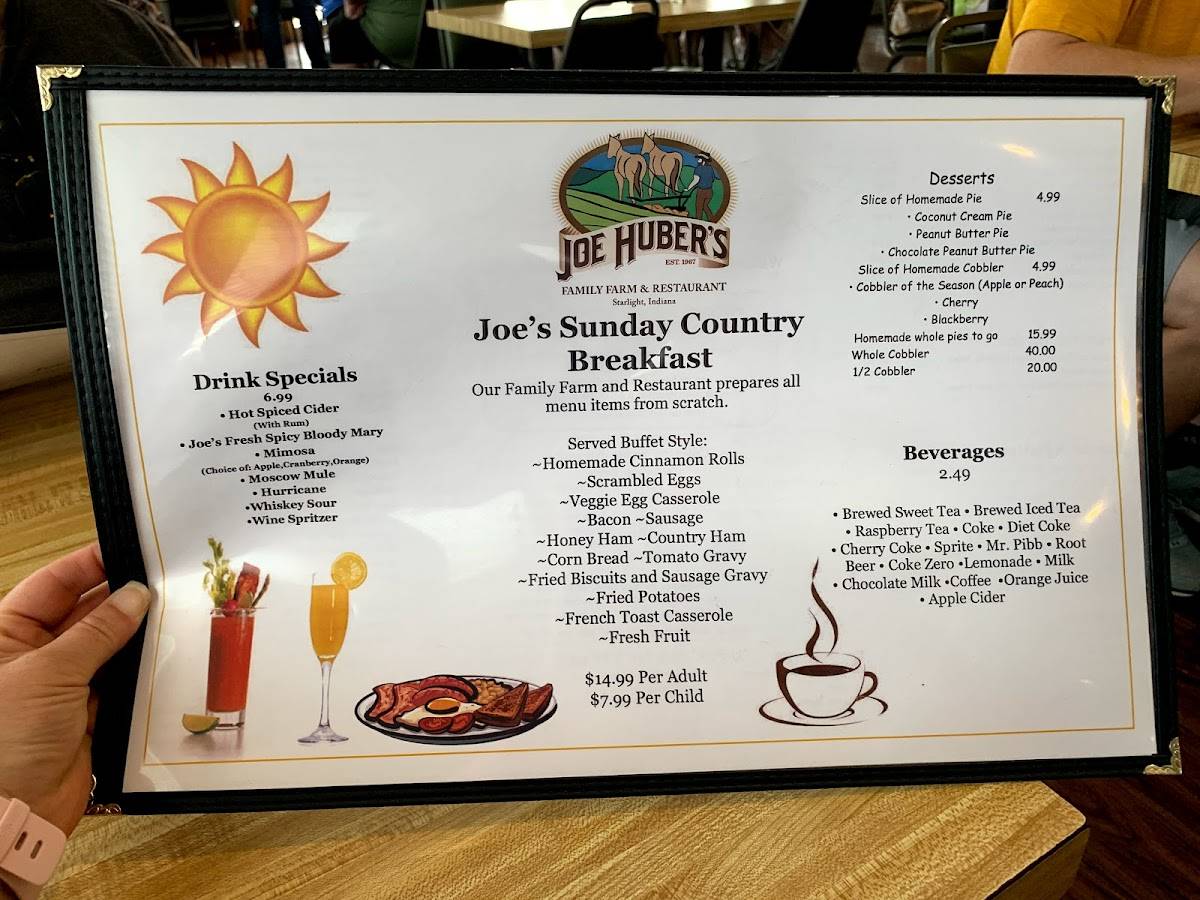 Menu at Joe Huber's Family Farm & Restaurant, USA