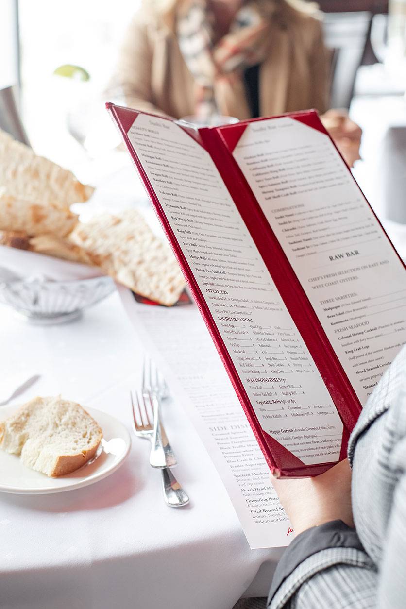 Menu at Joe Muer Seafood restaurant, Detroit