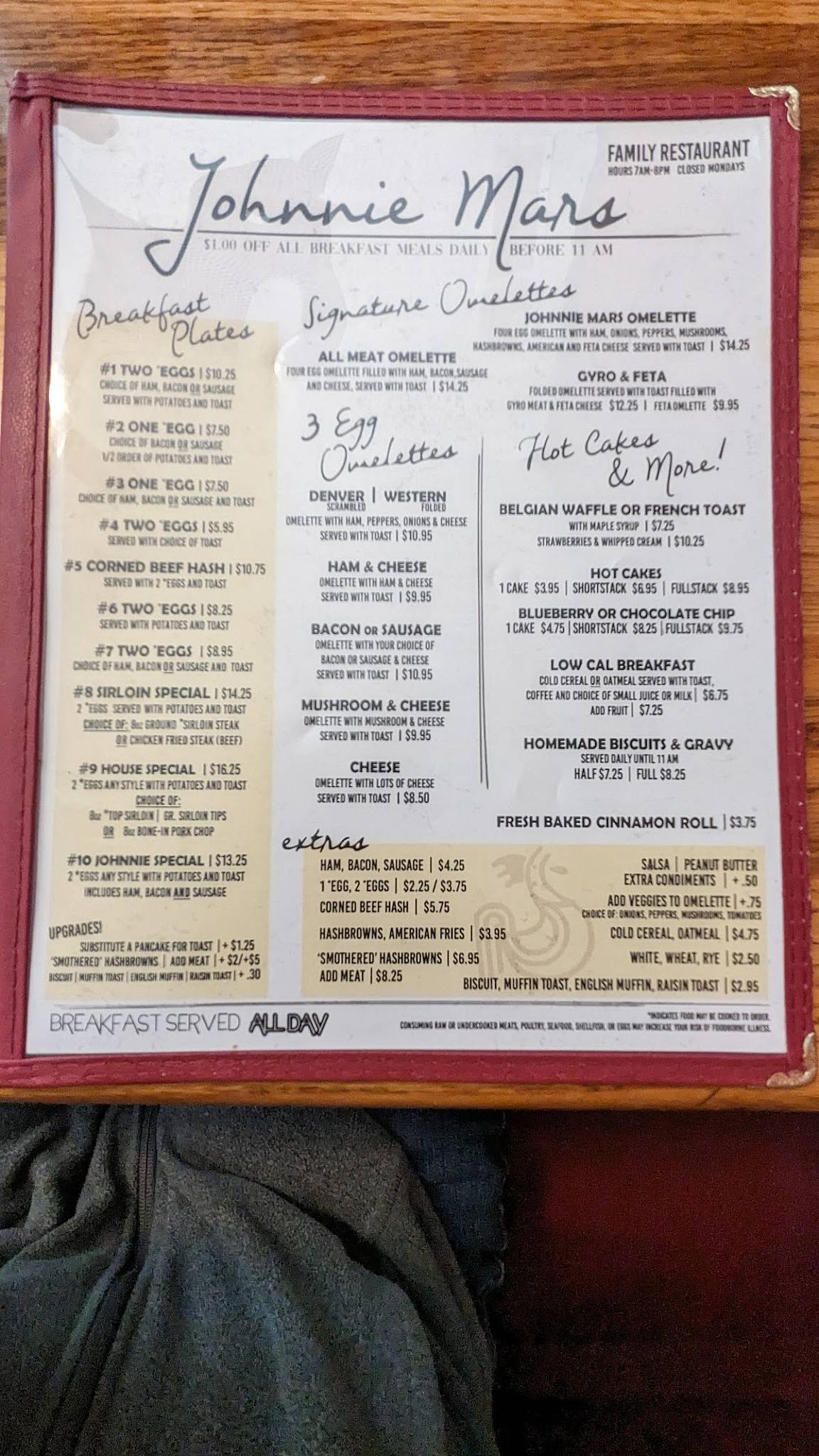 Menu at Johnnie Mars Family Restaurant, Sioux City