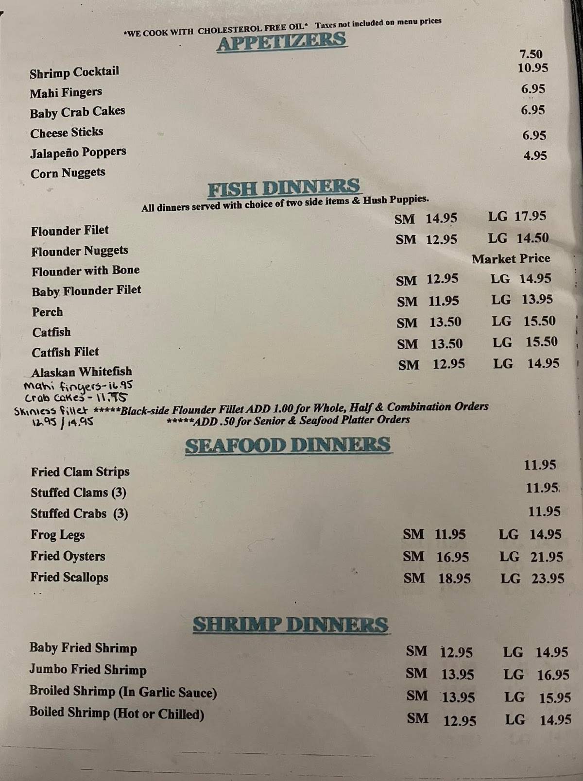 Menu at Jones Fish Camp restaurant, Denver, NC-16
