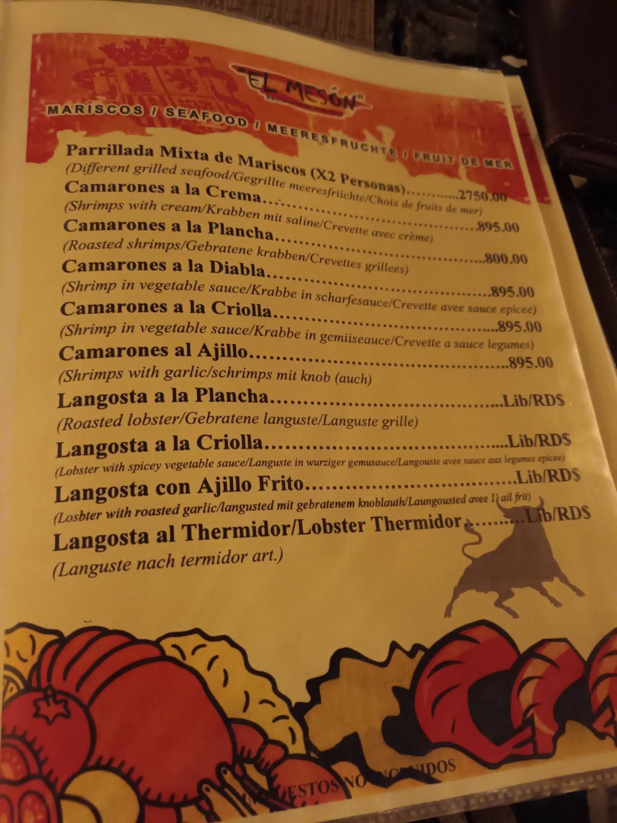 Menu at Meson Spanish Restaurant, Juan Dolio