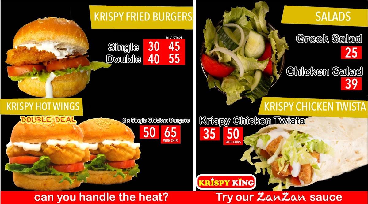 Menu at KRISPY KING long street (halal) restaurant, Cape Town