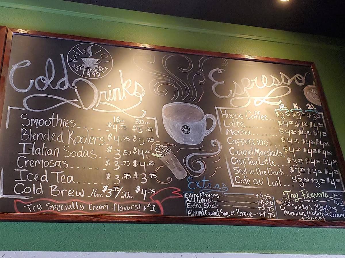 Menu at Kaffe 101 cafe, Coos Bay, 171 S Broadway