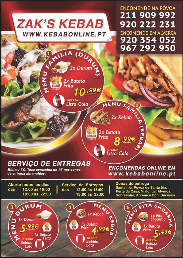 Menu em Kebabonline.pt (Zak's Kebab) restaurante, Alverca do Ribatejo