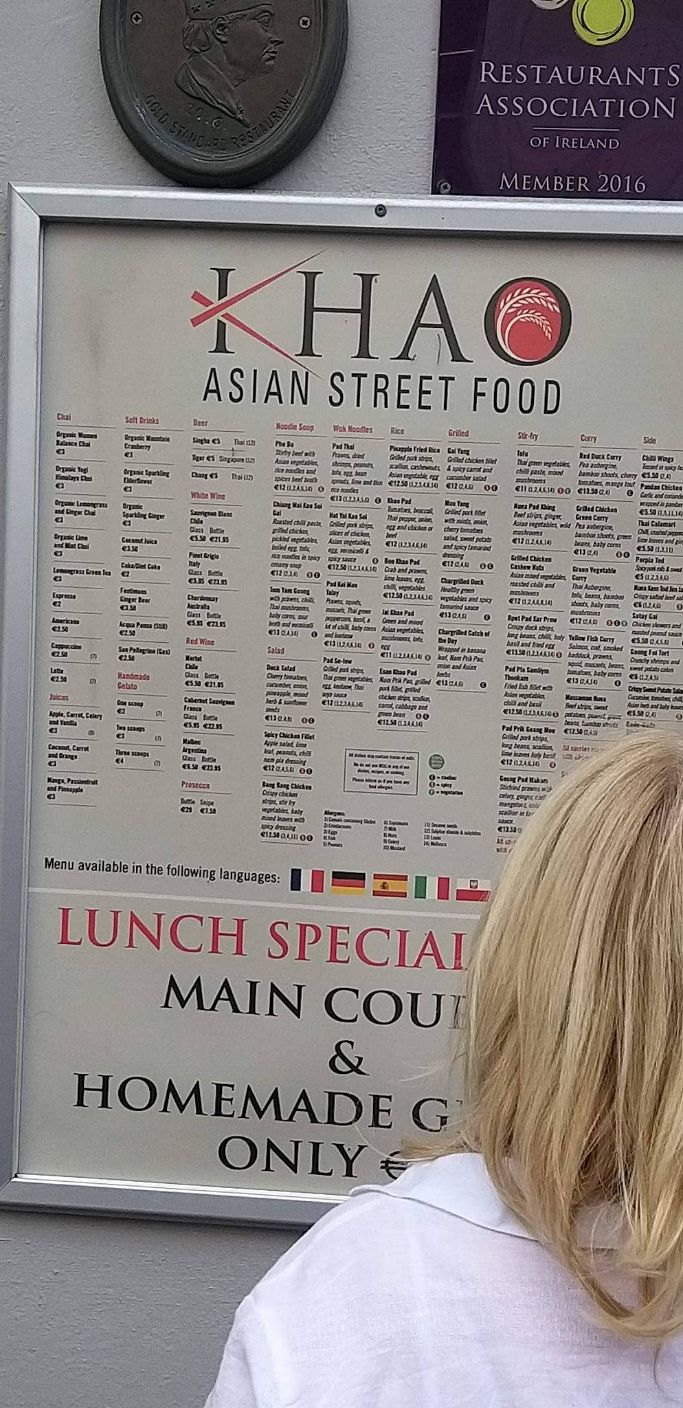 Menu at Khao Asian Street Food restaurant, Killarney