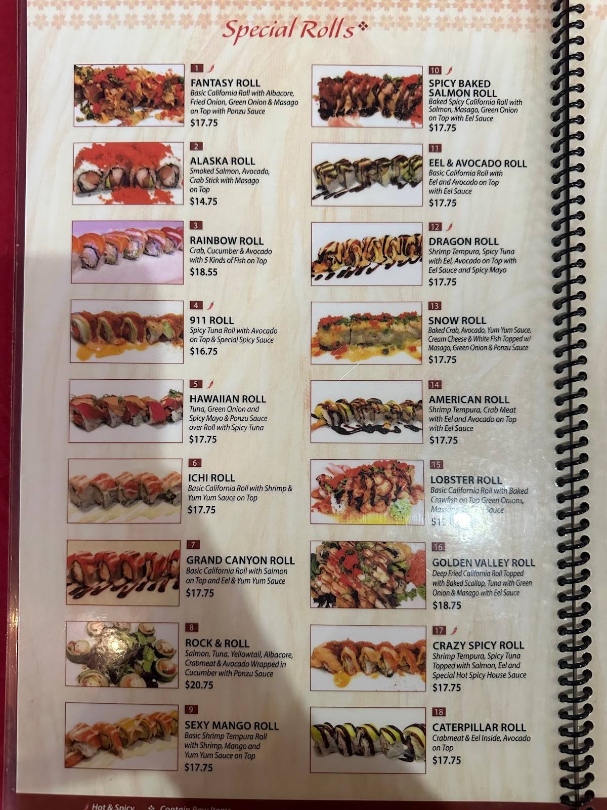 Menu at Sakura's Sushi and Grill restaurant, Kingman