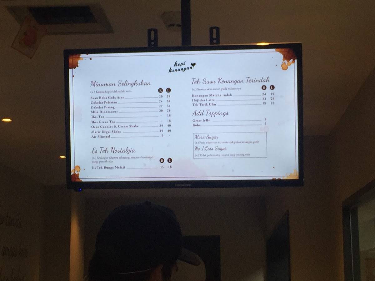Menu at Kopi Kenangan - ITC Mangga Dua, North Jakarta