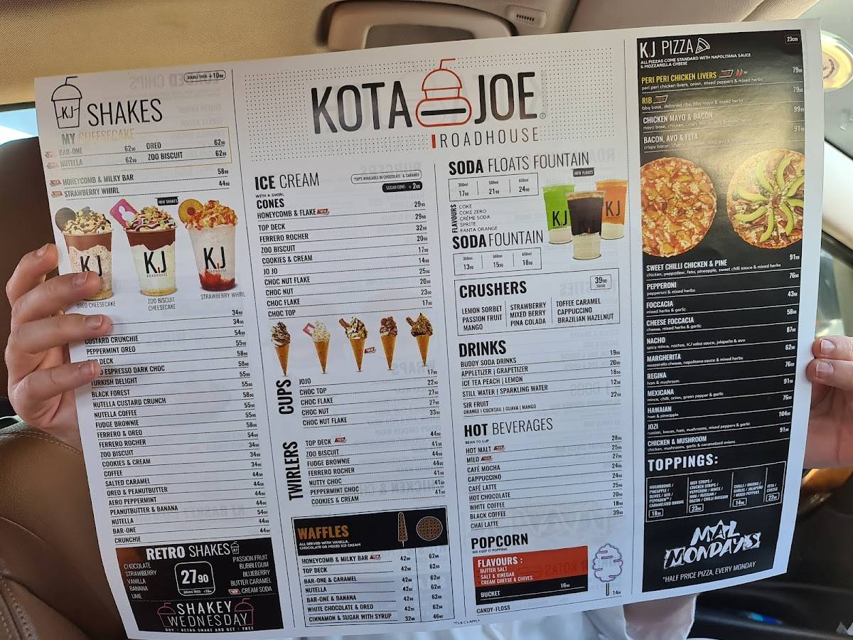 Menu at Kota Joe Roadhouse - Wonderboom restaurant, Pretoria, Lavender ...