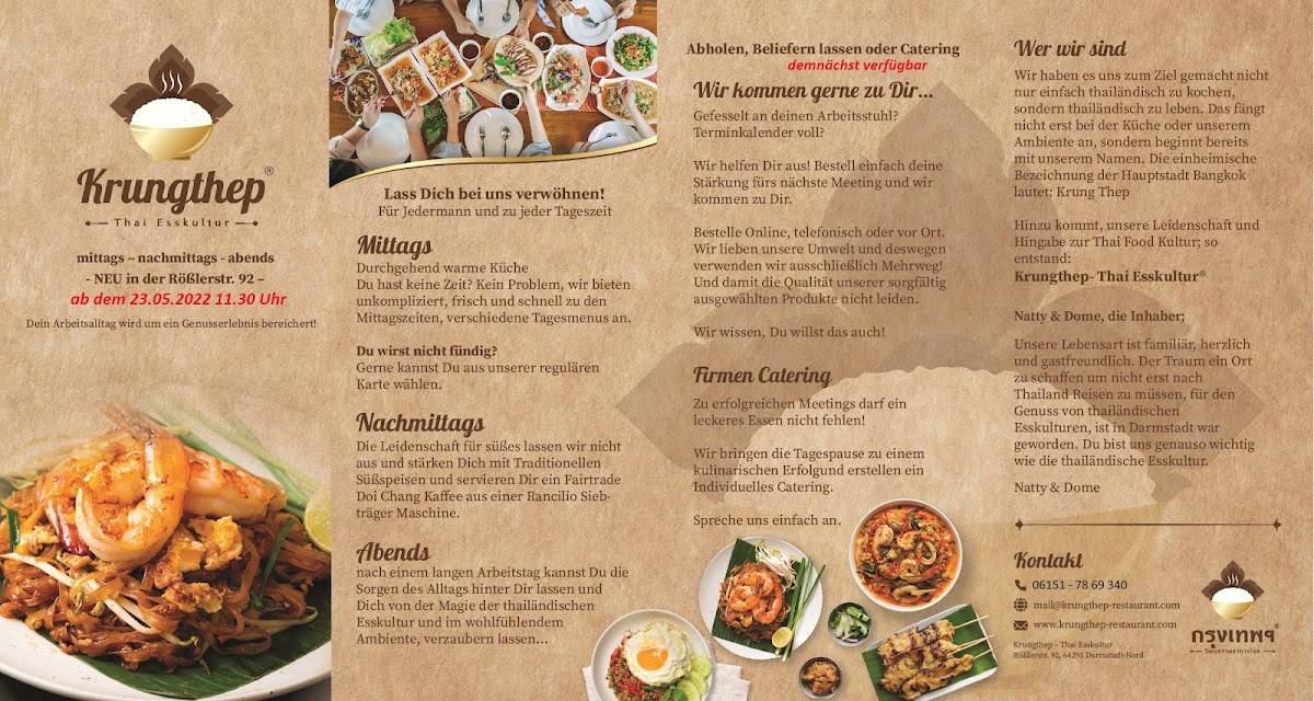 Speisekarte von Krungthep - Thai Esskultur restaurant, Darmstadt